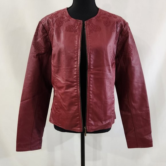 Passport | Jackets & Coats | Passport Faux Leather Burgundy Paisley ...
